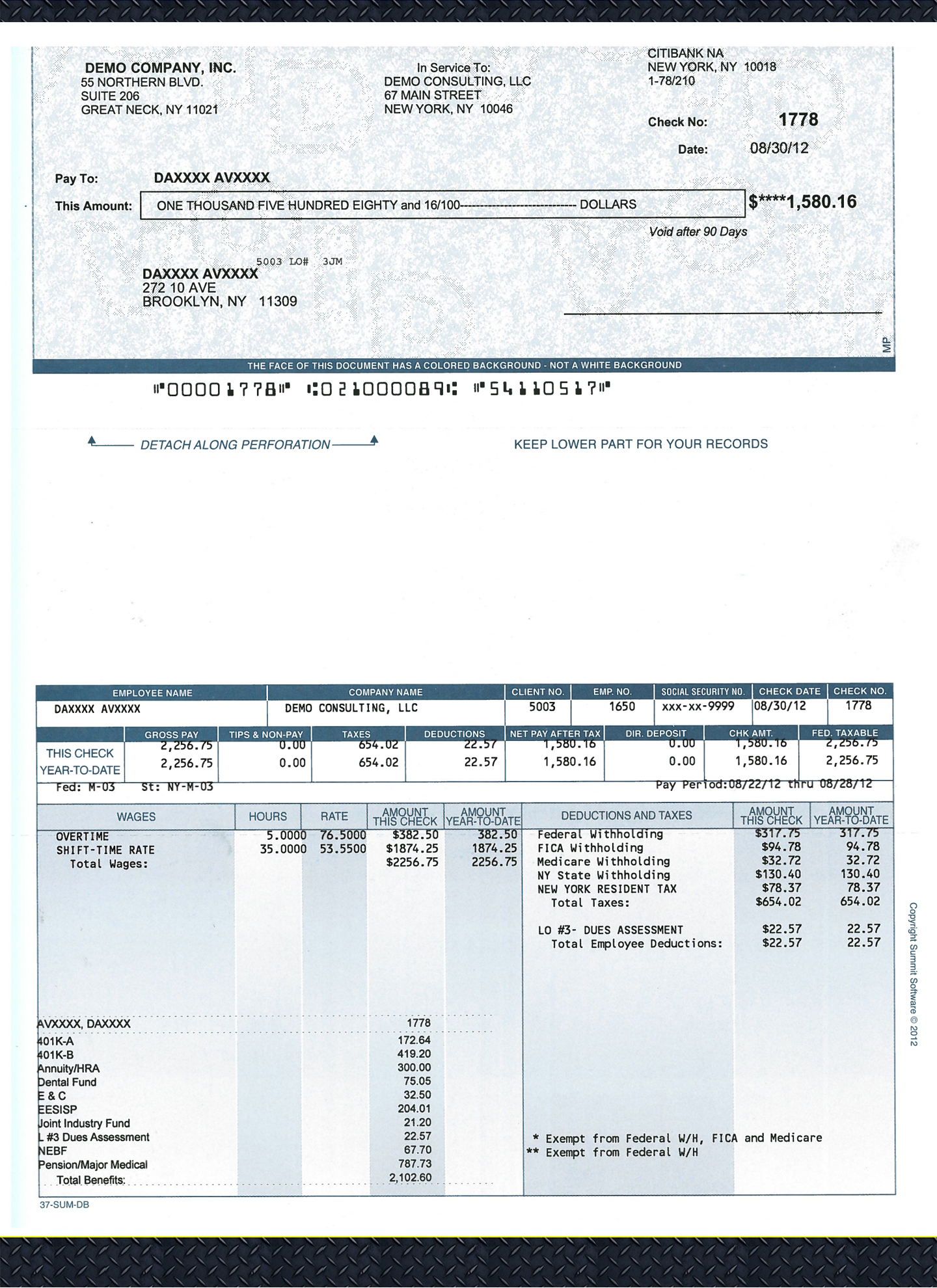 Sample Checks - Platinum Payroll
